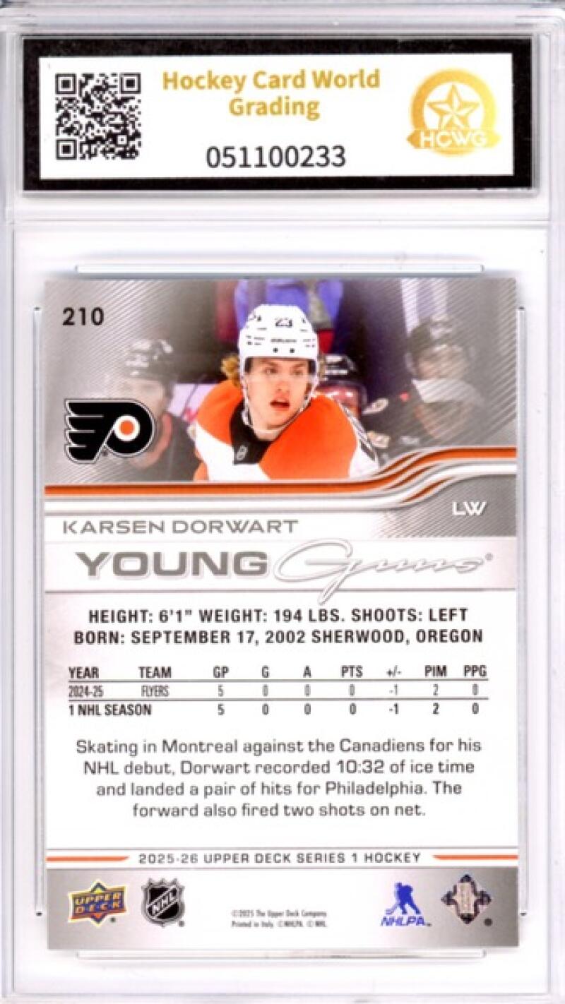 2025-26 Upper Deck #210 Karsen Dorwart YG RC Young Guns Hockey Graded ...