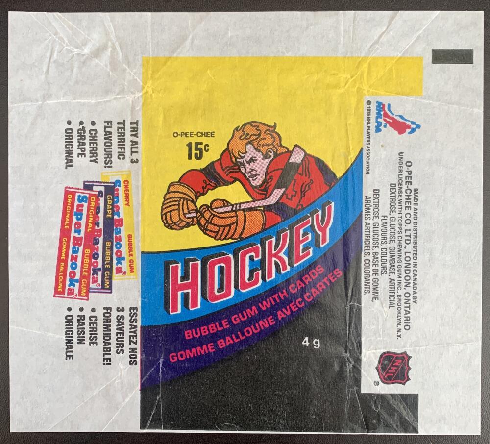 Hockey Wax Wrapper - 1978-79 O-Pee-Chee - Super Bazoka Pack W9 – Hockey ...