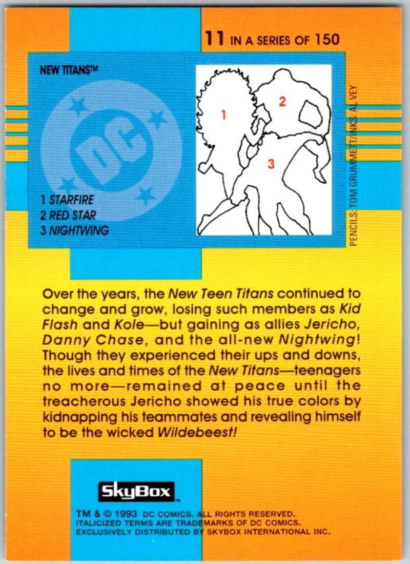 1993 SkyBox DC Comics #11 New Titans - Starfire, Red Star, Nightwing V ...